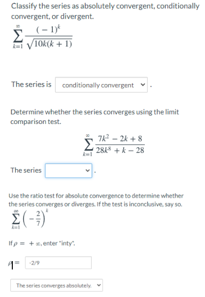 Solved Classify the series as absolutely convergent, | Chegg.com