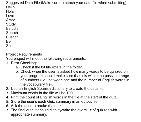 Solved Need help with creating the "vocabulary.txt" | Chegg.com