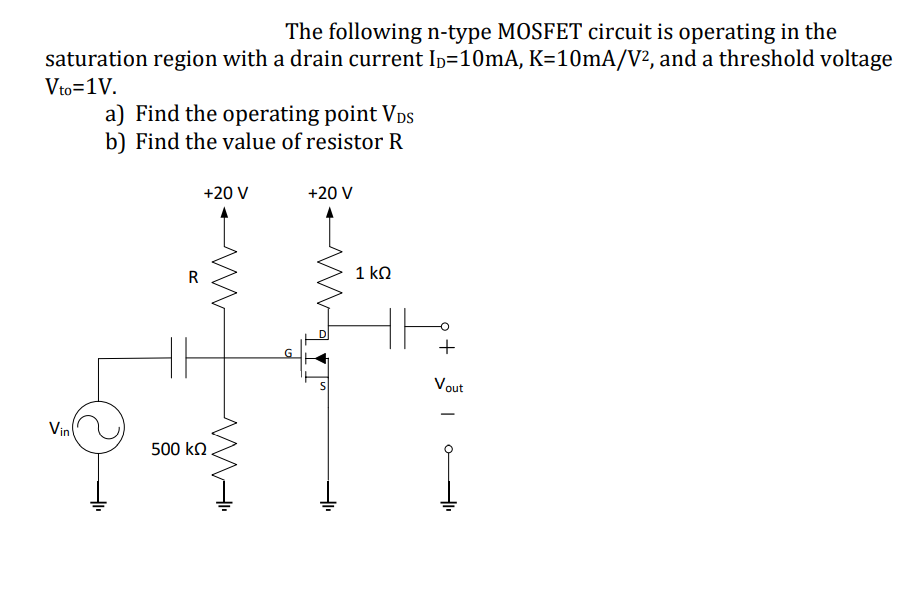 Solved The following n-type MOSFET circuit is operating in | Chegg.com