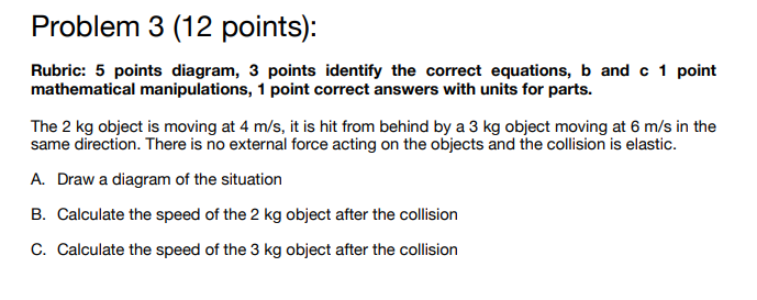 Solved Problem 3 (12 points): Rubric: 5 points diagram, 3 | Chegg.com