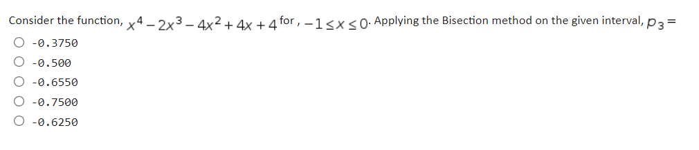 Solved Consider the function, x4−2x3−4x2+4x+4 for, −1≤x≤0. | Chegg.com