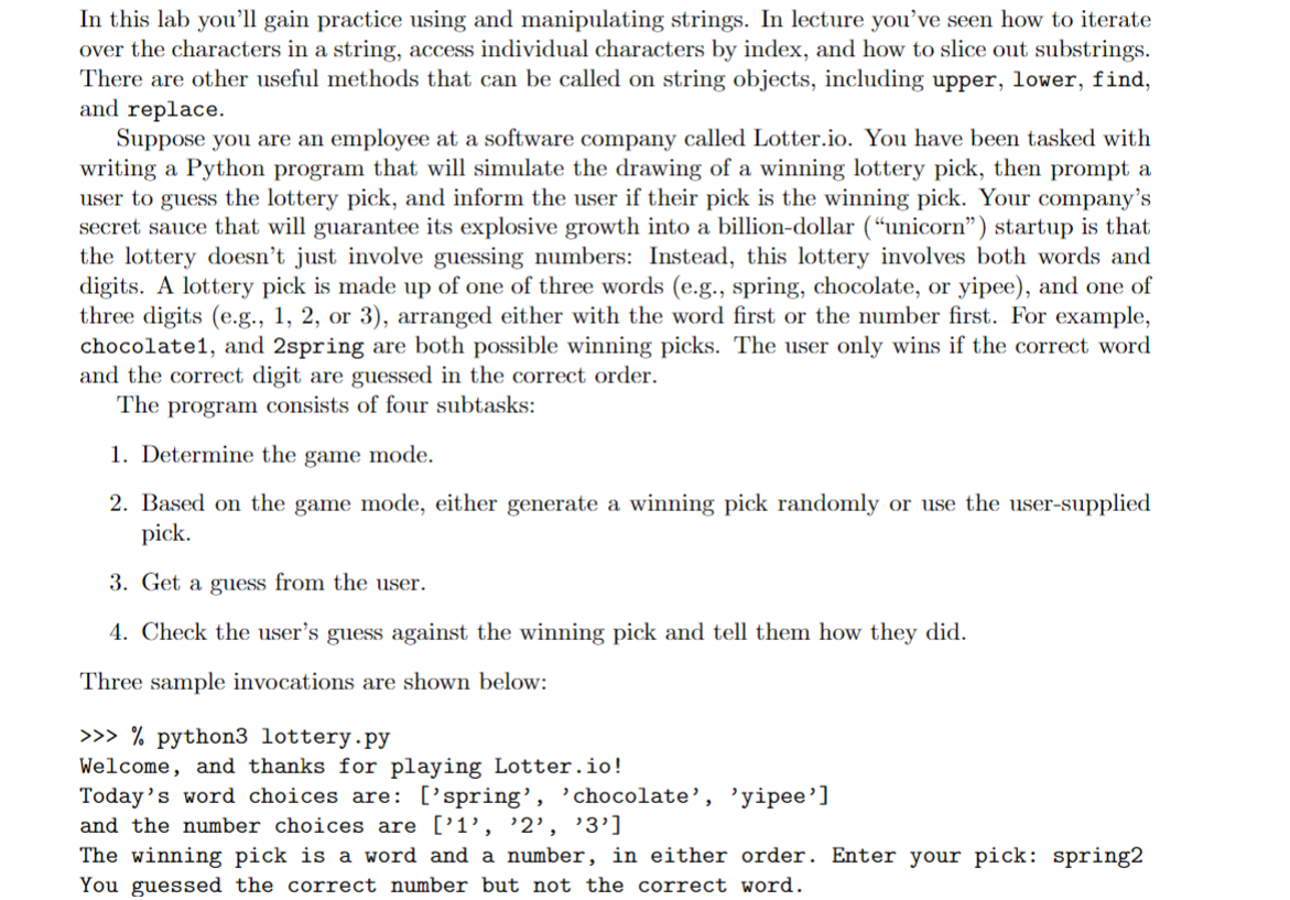 Solved In this lab you'll gain practice using and | Chegg.com