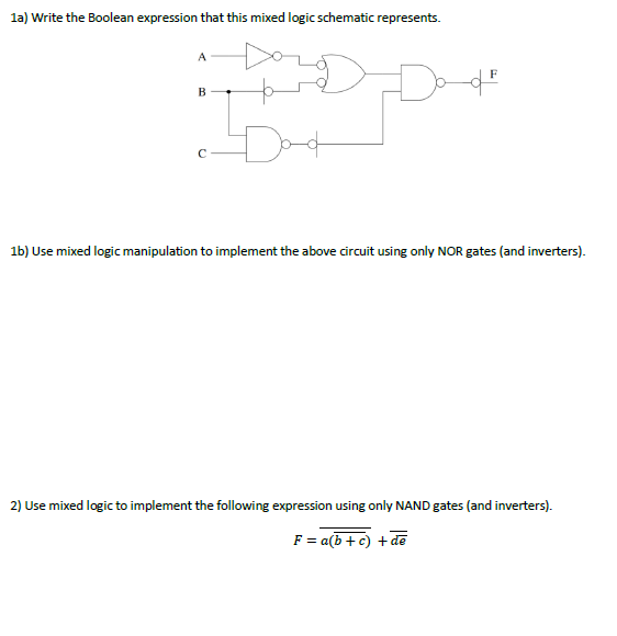 Solved 1a) Write the Boolean expression that this mixed | Chegg.com