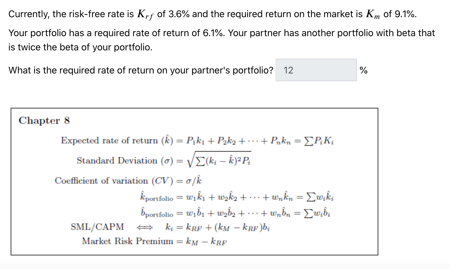 Solved Currently, the risk-free rate is Krf of 3.6% and the | Chegg.com