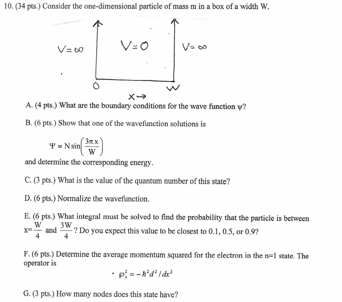 Solved 10. (34 pts. Consider the one-dimensional particle of | Chegg.com