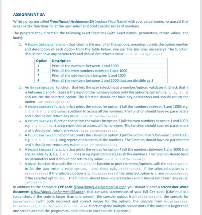 Solved ASSIGNMENT 3A Write a program called | Chegg.com