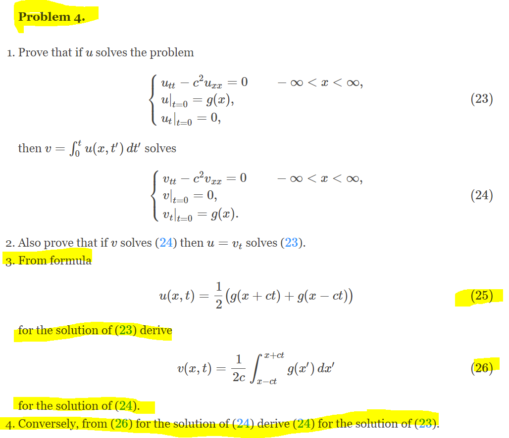 Solved Problem 4 1 Prove That If U Solves The Problem 