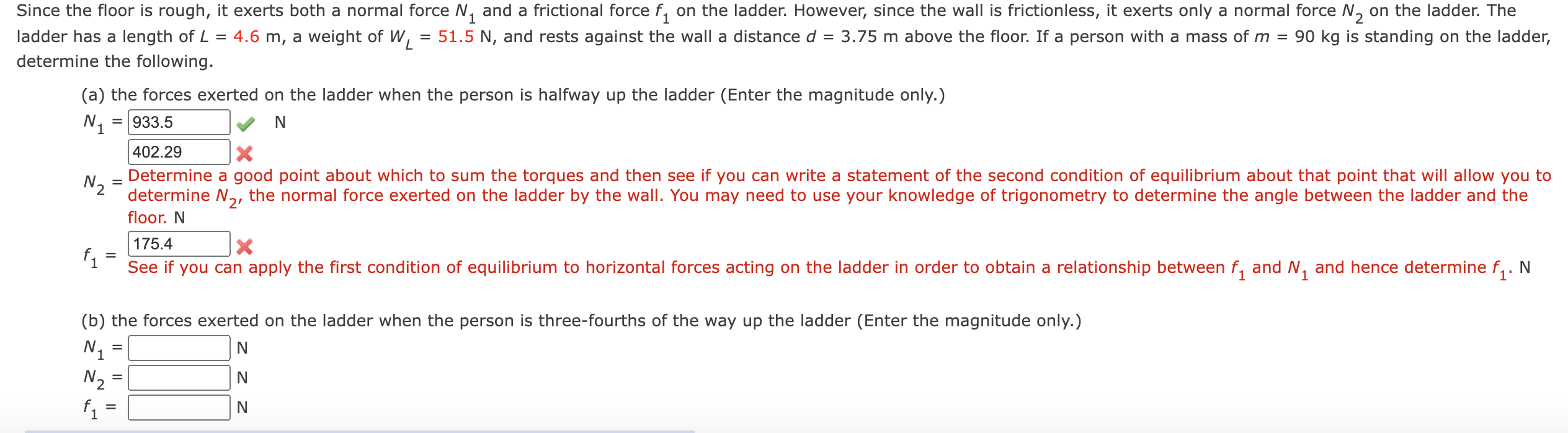 Solved A uniform ladder stands on a rough floor and rests | Chegg.com