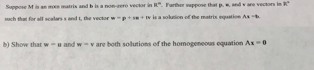 Solved Suppose M is an mxn matrix and b is a non-zero vector | Chegg.com