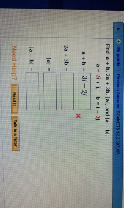 Solved 5. 0/5 points | Previous Answers SCalcET8 12.2.507 XP | Chegg.com