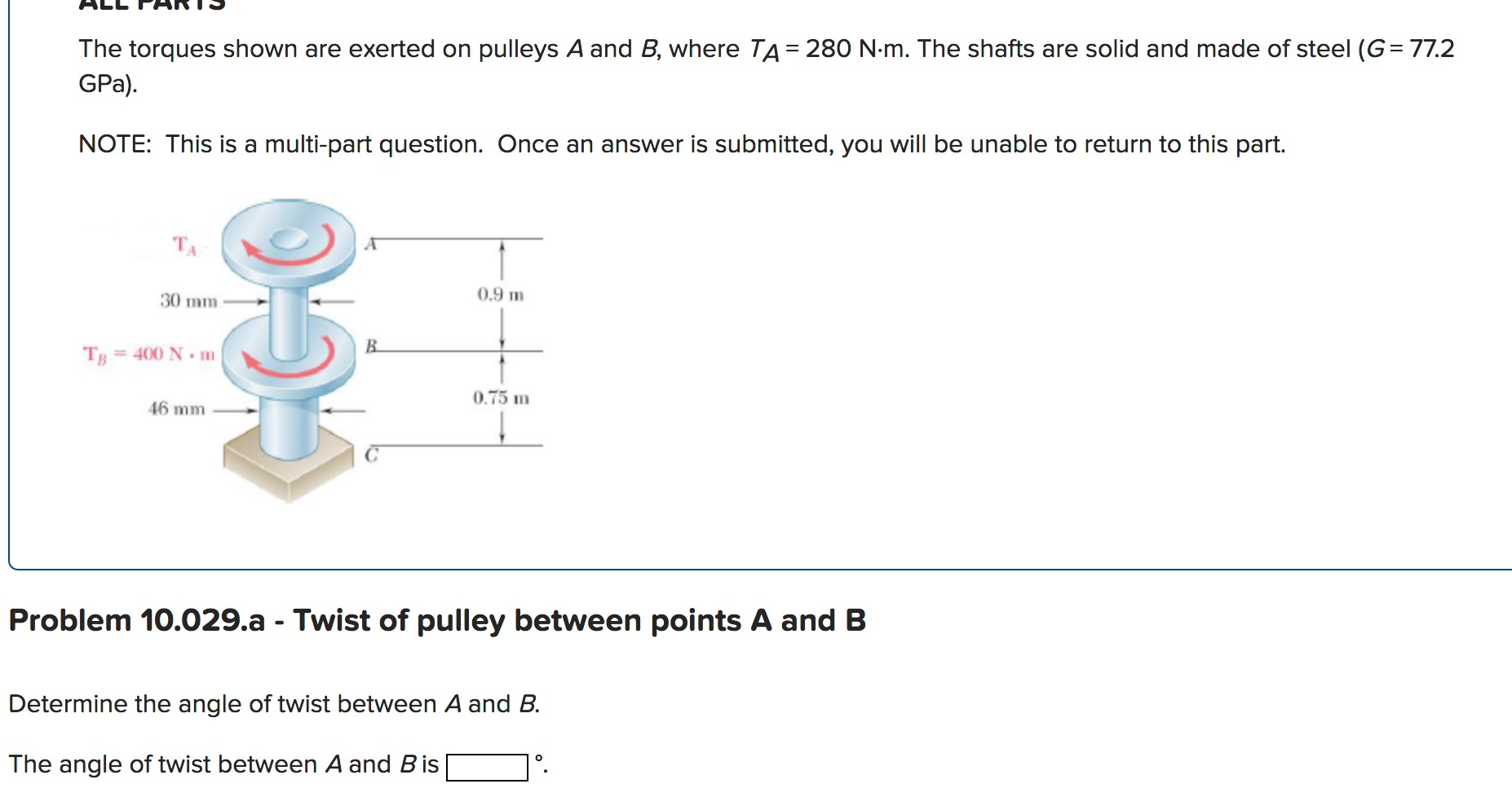 Solved The torques shown are exerted on pulleys A and B, | Chegg.com