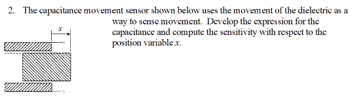 Solved 2. The capacitance movement sensor shown below uses | Chegg.com