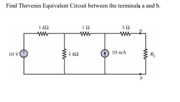 Solved Find Thevenin Equivalent Circuit between the | Chegg.com
