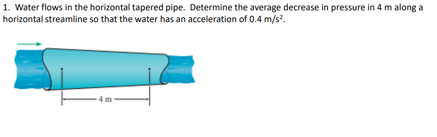 Solved 1. Water flows in the horizontal tapered pipe. | Chegg.com