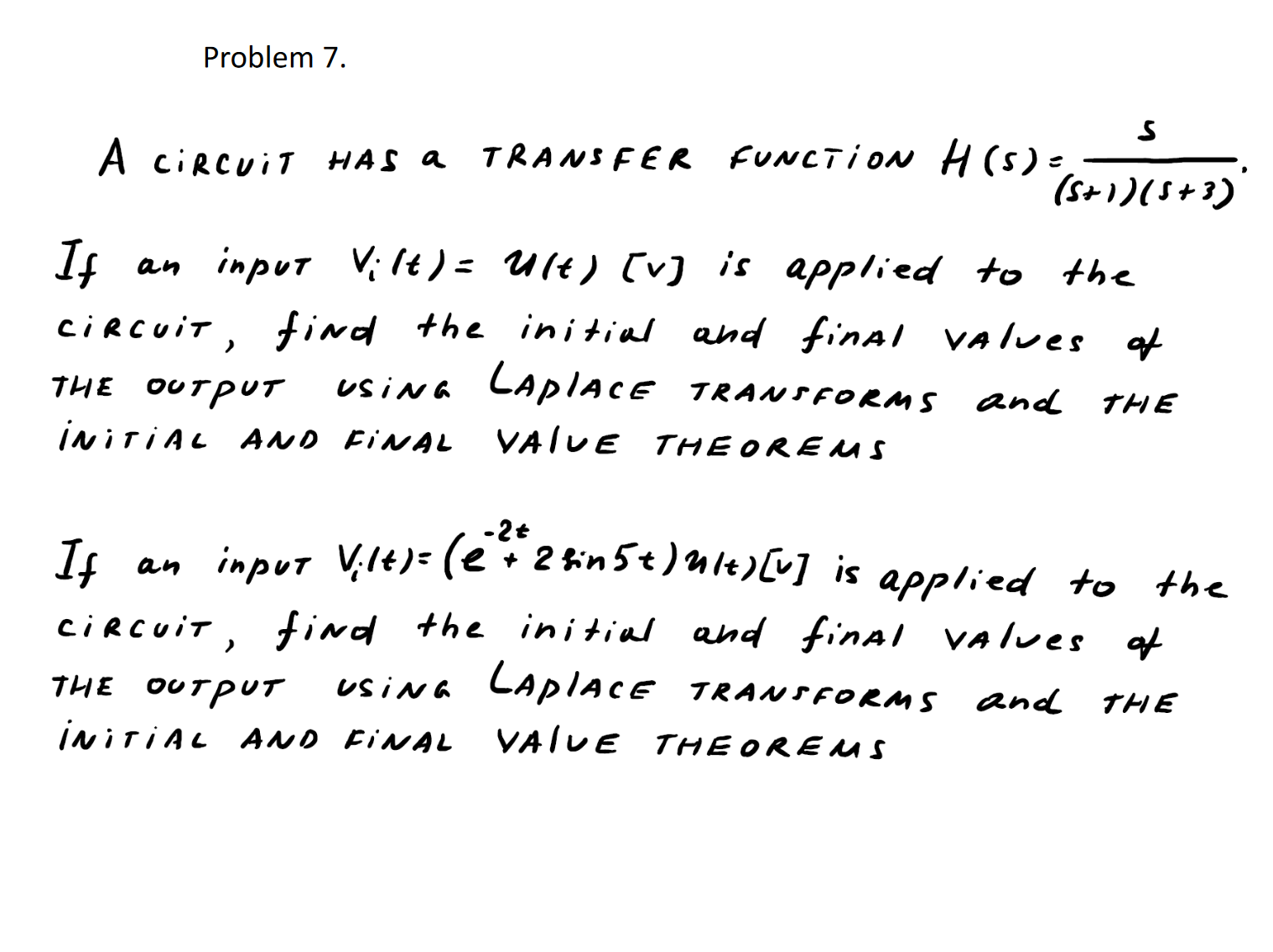 Solved Problem %. A circuit has a transfer function | Chegg.com