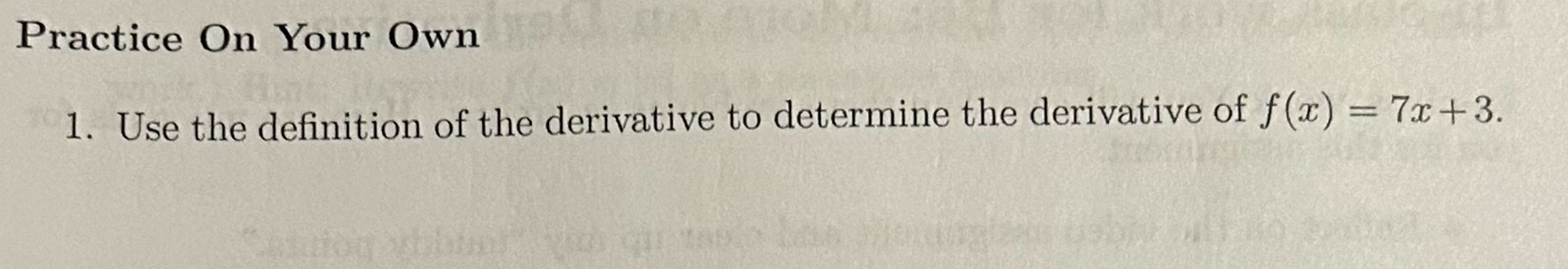 Solved Practice On Your OwnUse the definition of the | Chegg.com