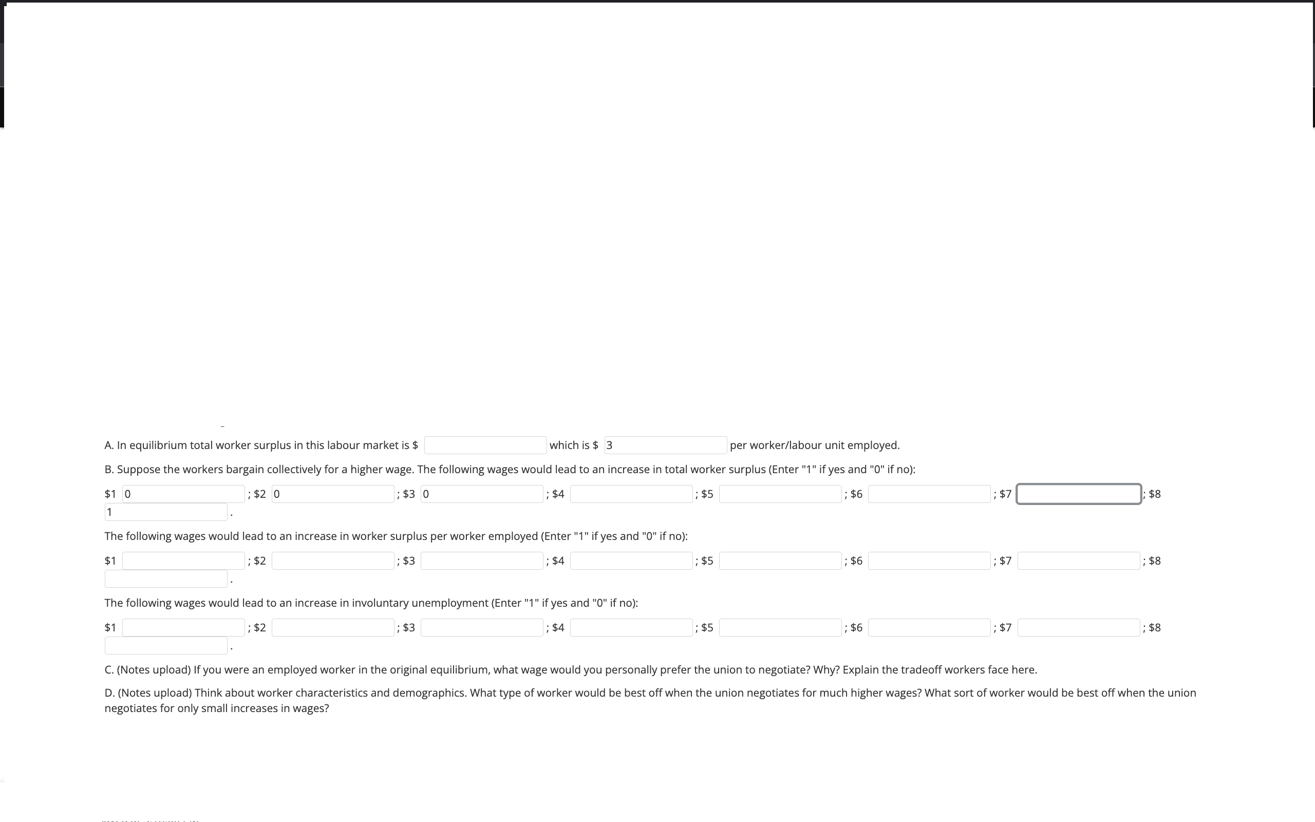 Solved A. In equilibrium total worker surplus in this labour | Chegg.com