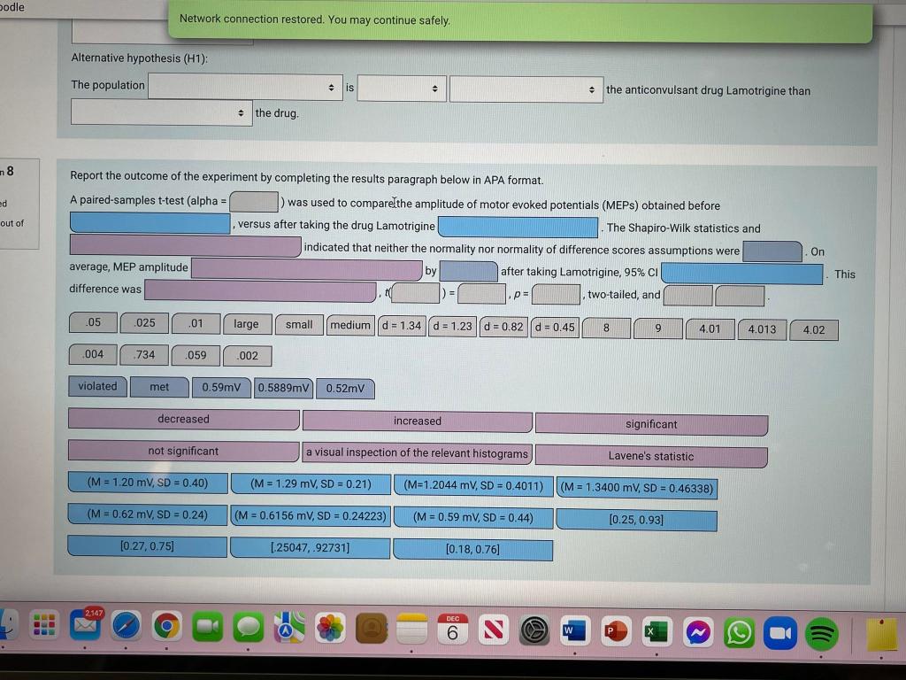 podle Network connection restored. You may continue | Chegg.com