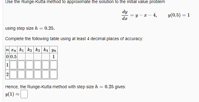Solved Use the Runge-Kutta method to approximate the | Chegg.com