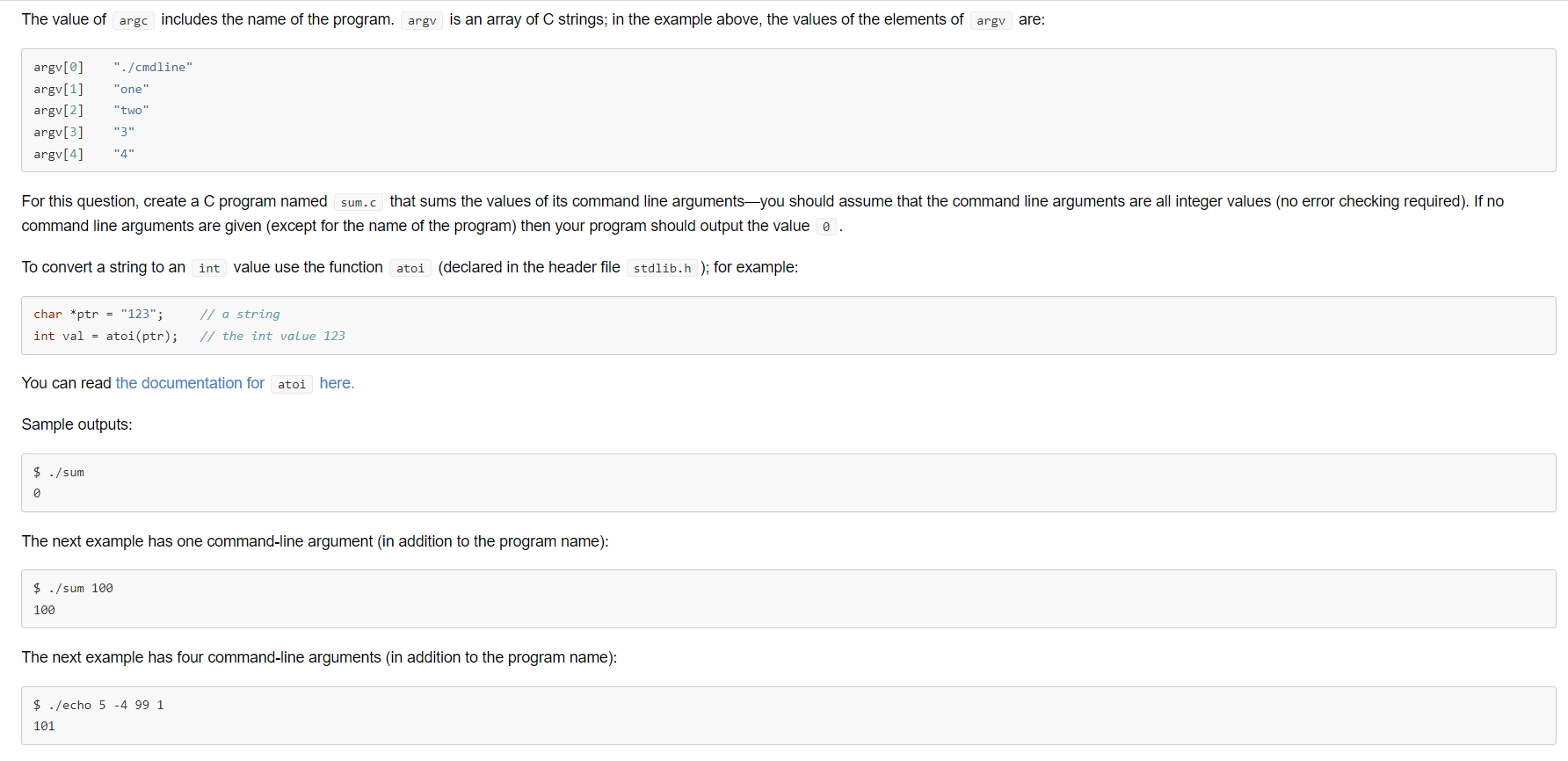 Solved 1. sum.c AC program can accept command-line | Chegg.com