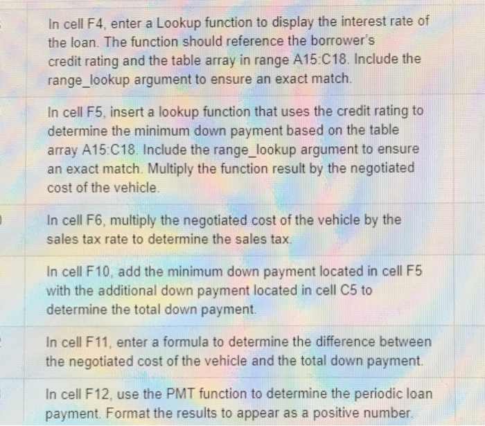 Solved In cell F4, enter a Lookup function to display the | Chegg.com