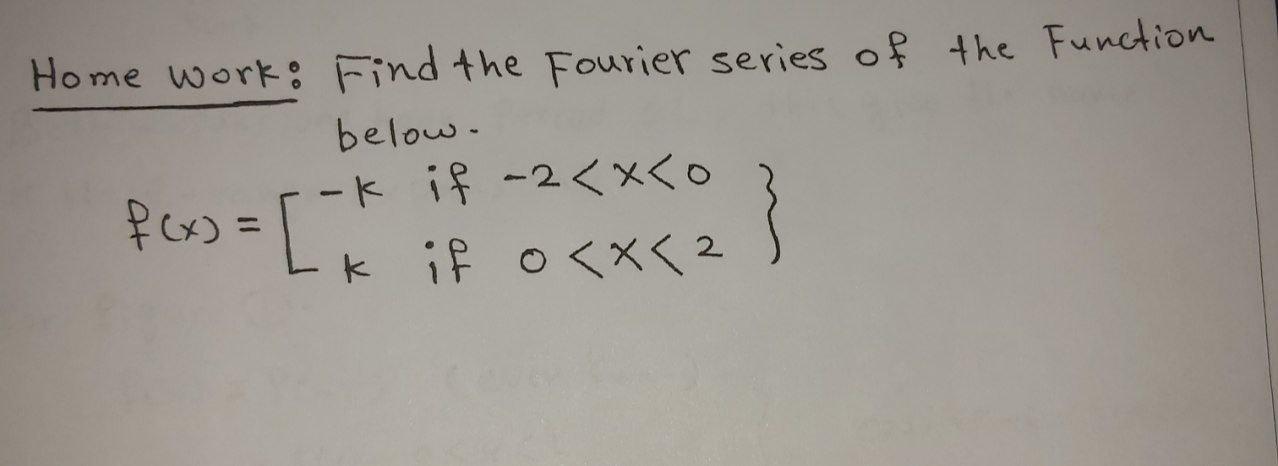 Solved Home work: Find the Fourier series of the Function | Chegg.com