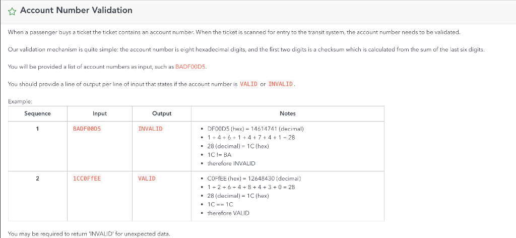 Solved ☆ Account Number Validation When a passenger buys a | Chegg.com