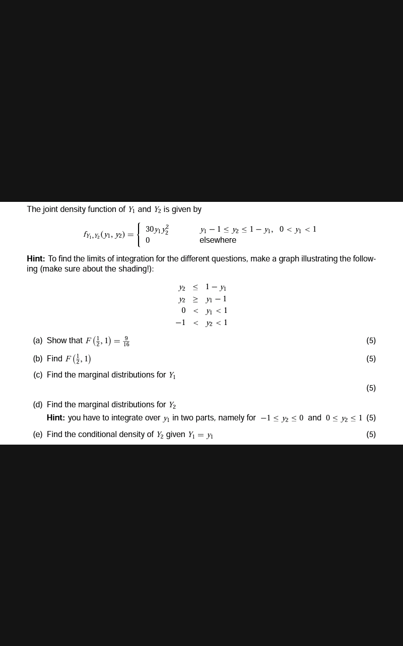 Solved The joint density function of Yi and Y2 is given by { | Chegg.com