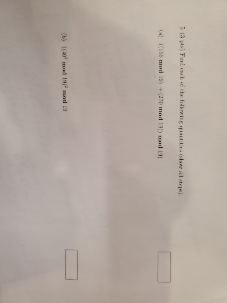 Solved 5 (3 pts) Find each of the following quantities (show | Chegg.com