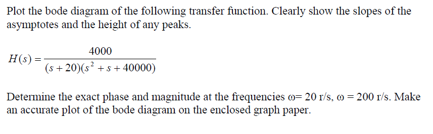 Solved Plot the bode diagram of the following transfer | Chegg.com