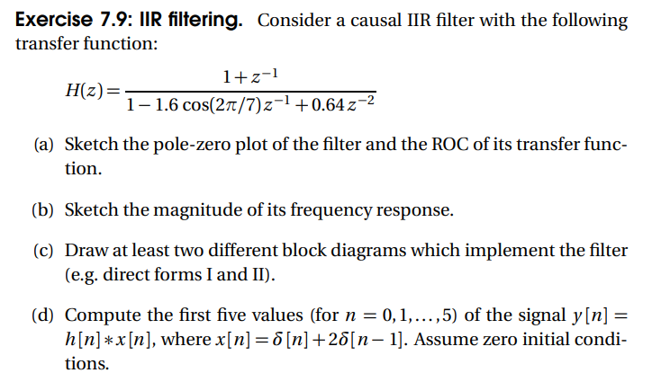 Solved Exercise 79 Iir Filtering Consider A Causal Iir 