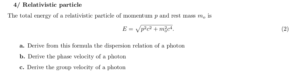 Solved 4/ Relativistic particle The total energy of a | Chegg.com