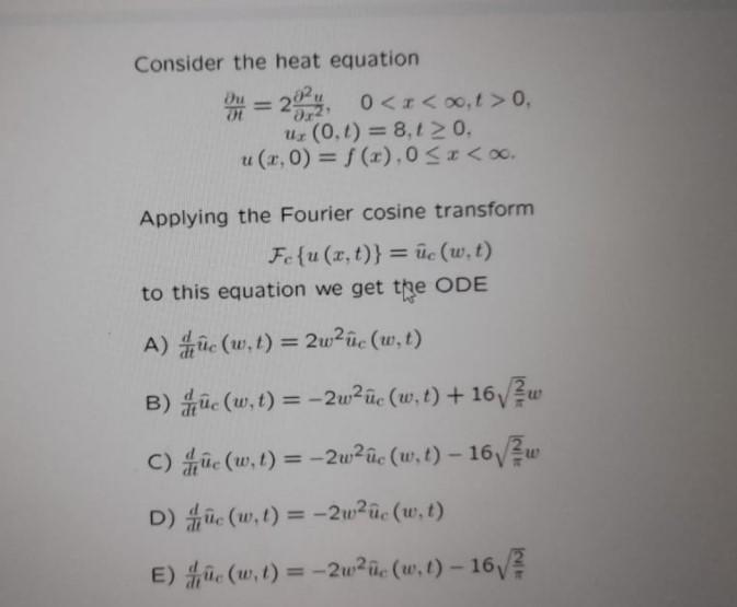 Solved Consider the heat equation = 2940