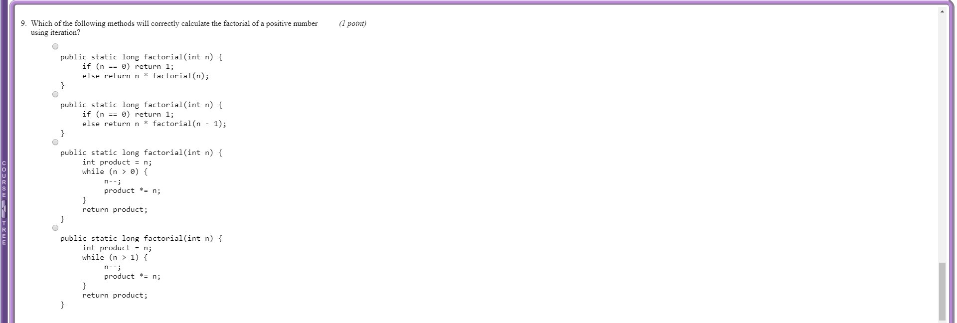 Solved 1. Consider the following code. (1 point) public void | Chegg.com