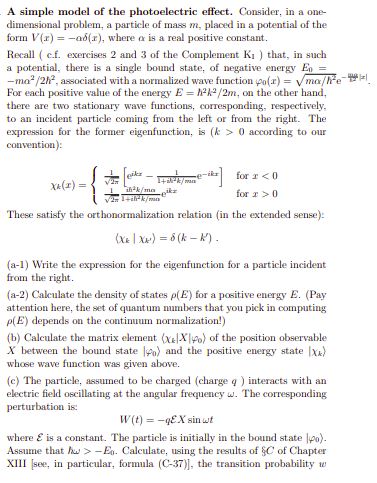 A simple model of the photoelectric effect. Consider, | Chegg.com