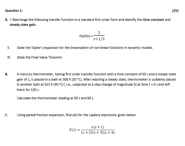 Solved Question 1: [25] A. I. Rearrange the following | Chegg.com