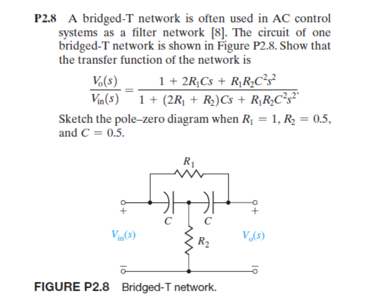 Solved P2.8 A bridged-T network is often used in AC control | Chegg.com