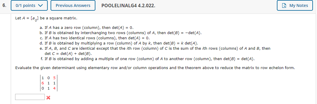 Solved 0/1 points v Previous Answers POOLELINALG4 4.2.022. | Chegg.com