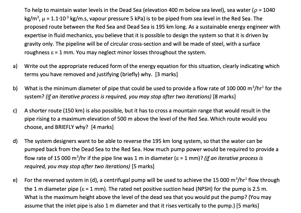 Solved To help to maintain water levels in the Dead Sea | Chegg.com