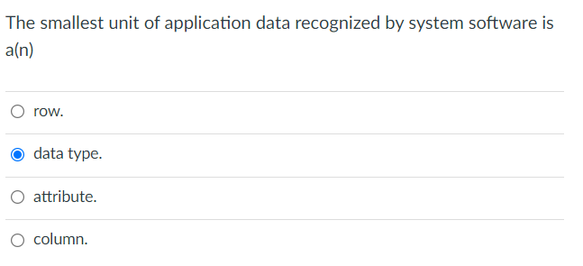 Solved The smallest unit of application data recognized by | Chegg.com