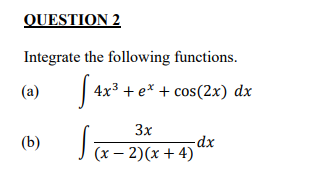 Solved Integrate the following functions. (a) | Chegg.com
