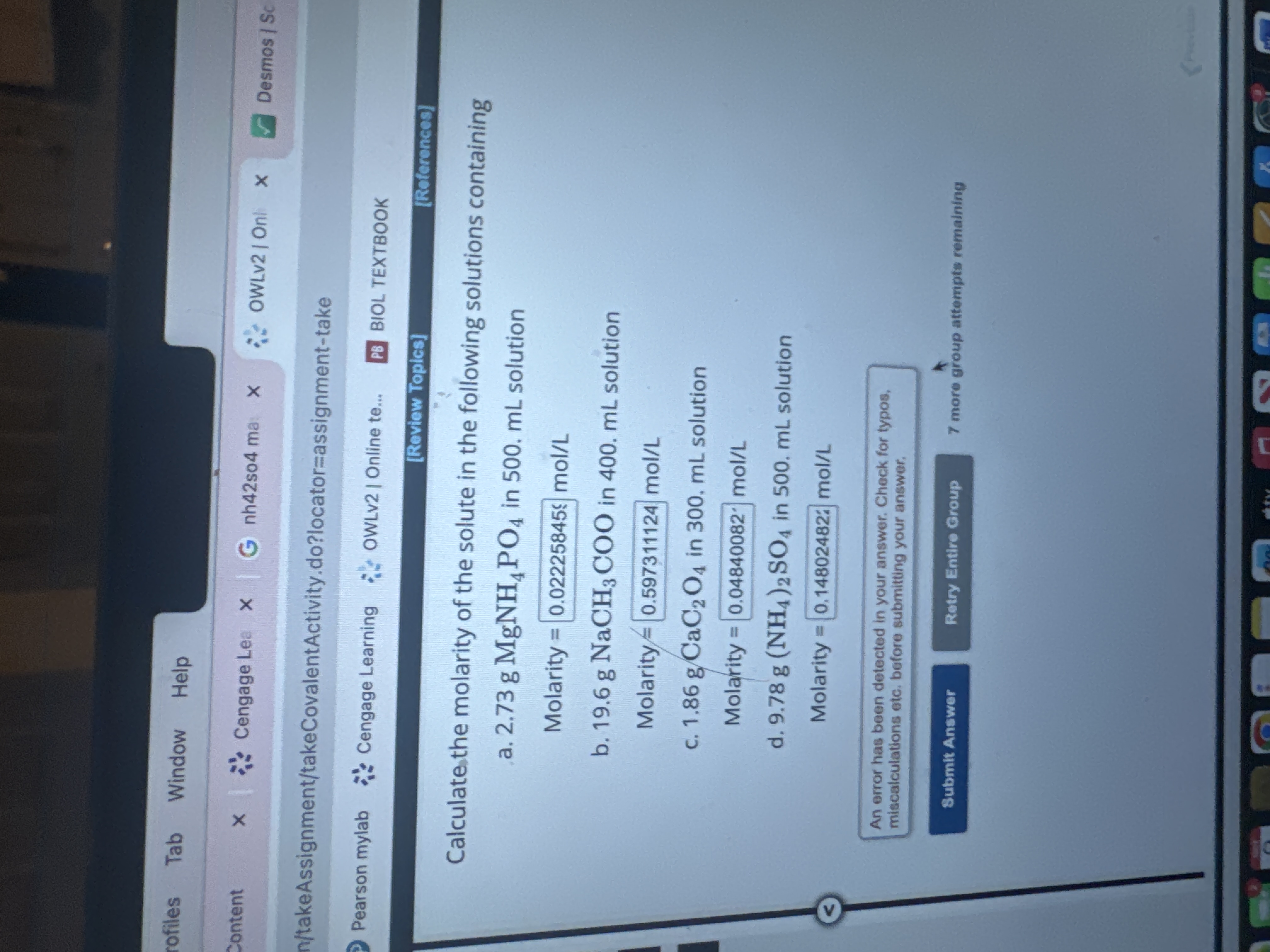 Solved Calculate the molarity of ﻿the solute in ﻿the | Chegg.com