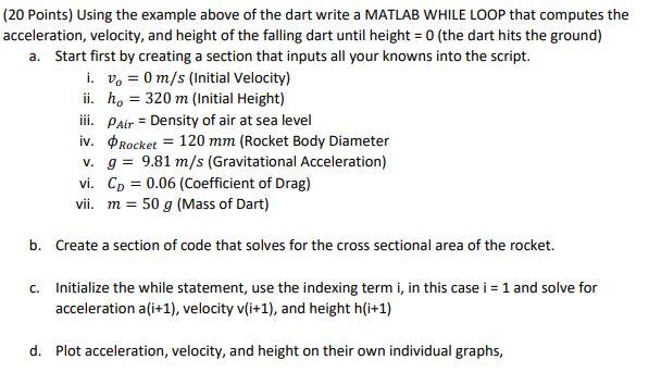Solved (20 Points) Using the example above of the dart write | Chegg.com
