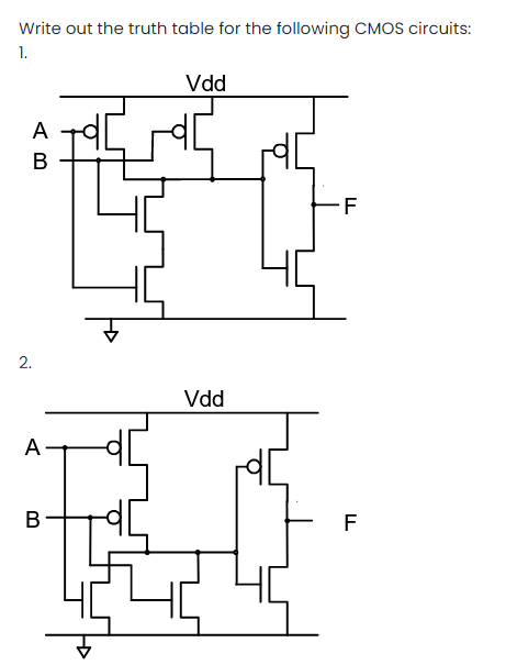 Solved Write out the truth table for the following CMOS | Chegg.com