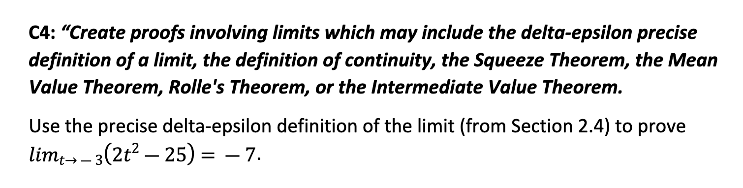 Solved C4: “Create proofs involving limits which may include | Chegg.com