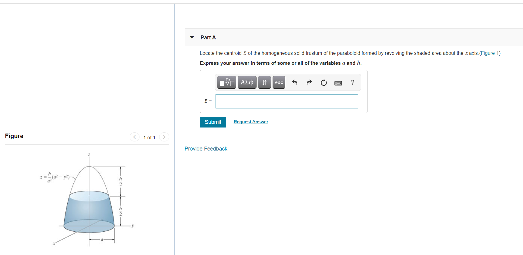 Solved Part A Locate the centroid z of the homogeneous solid | Chegg.com
