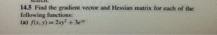 Solved 14.5 Find the gradient vector and Hessian matrix for | Chegg.com