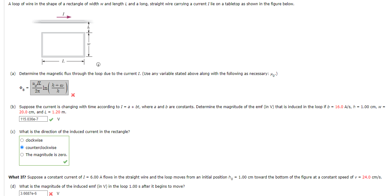 Solved A loop of wire in the shape of a rectangle of width w | Chegg.com