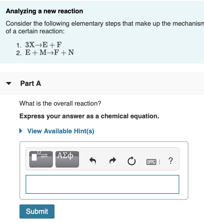 Solved Analyzing a new reaction Consider the following | Chegg.com