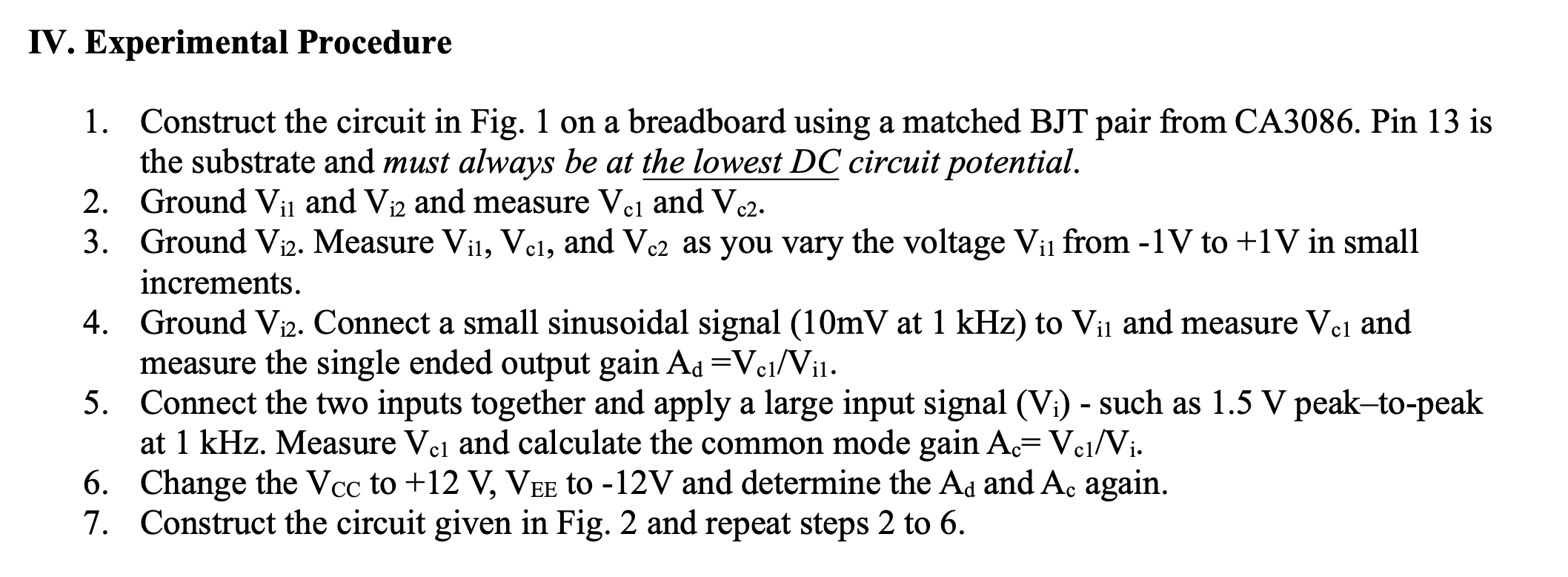 Solved IV. Experimental Procedure 1. Construct the circuit | Chegg.com
